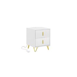 sobuy Nachttisch mit 2 Schubladen Wei&szlig; 40x36x47cm Modern