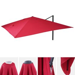 Ersatz-Bezug f&uuml;r Luxus-Ampelschirm MCW-A96, Sonnenschirmbezug Ersatzbezug, 3x3m (&Oslash;4,24m) Polyester ~ bordeaux