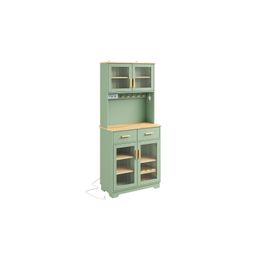 sobuy K&uuml;chenschrank, Aufbewahrungsschrank, Barhockerschrank mit 2 Schubladen Gr&uuml;n 78x38x180cm