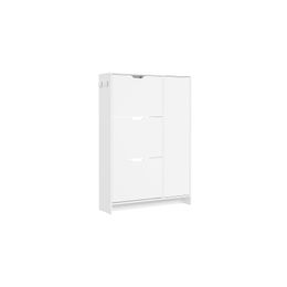 sobuy Schuhschrank mit 3 Schubladen Wei&szlig; 84x24x121cm Modern