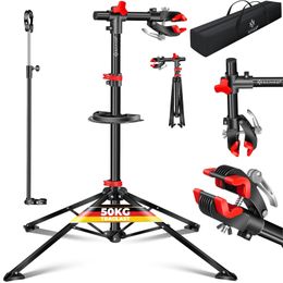 Kesser&reg; Fahrradmontagest&auml;nder Profi 50kg - 360&deg; drehbar f&uuml;r E-Bike, Mountainbike & Fahrrad, h&ouml;henverstellbarer Reparaturst&auml;nder, mit Werkzeugablage, Tragetasche & Schnellspanner