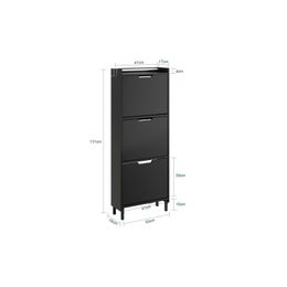 sobuy Schuhschrank 3 T&uuml;ren Schwarz 50x19x131cm Modern