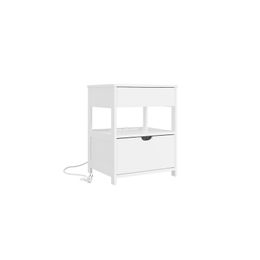 sobuy Nachttisch mit 2 Schubladen Wei&szlig; 45x38x55cm Modern