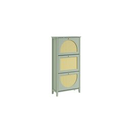 sobuy Schuhschrank, Schuhregal, Schuhkipper mit 3 T&uuml;ren Gr&uuml;n 62x25x121cm Modern