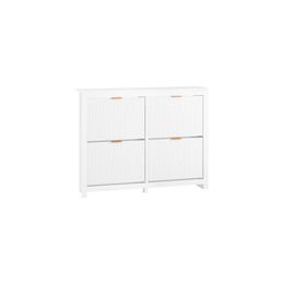 sobuy Schuhschrank mit 4 T&uuml;ren Wei&szlig; 104x23x82cm Modern