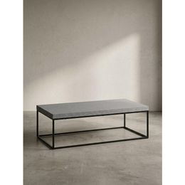 KADIMA DESIGN Couchtisch in Stein-Optik mit Metallbeinen, Modernes Design, Rechteckig, Gro&szlig;, Grau 120x60x38 cm