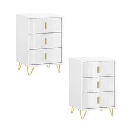 sobuy Nachttisch mit 3 Schubladen Wei&szlig; 40x36x63cm Modern