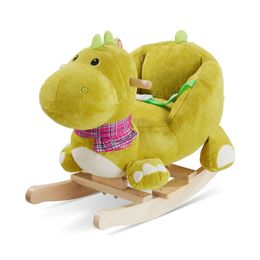 TecTake&reg; Schaukeltier Dinosaurier, hochwertiges Design, mit Soundeffekt, hohe, umlaufende R&uuml;ckenlehne, massive Holzkufen, ab 12 Monaten geeignet