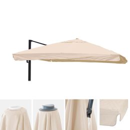 Ersatz-Bezug f&uuml;r Luxus-Ampelschirm MCW-A96 mit Flap, Sonnenschirmbezug Ersatzbezug, 3x3m (&Oslash;4,24m) Polyester ~ creme