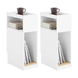 sobuy Nachttisch mit 1 Ablage Wei&szlig; 35x20x60cm Minimalistisch