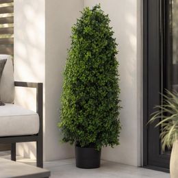 K&uuml;nstlicher Buchsbaum MCW-Q89, Buchs Buxus im Topf Dekobaum Kunstpflanze Kegel naturgetreu immergr&uuml;n Outdoor 90x35x35cm