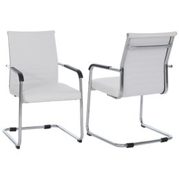 2er-Set Besucherstuhl MCW-Q85, Konferenzstuhl Freischwinger, Metall Kunstleder 280 g/m&sup2; ~ wei&szlig;