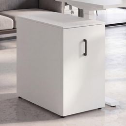 Aktenschrank MCW-Q27, B&uuml;roschrank Stahlschrank, St&uuml;tzrad Stauf&auml;cher, Metall 74x43x80cm ~ wei&szlig;