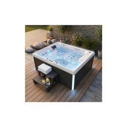 Home Deluxe Outdoor Whirlpool mit Treppe und Thermoabdeckung STREAM 211 x 156 cm f&uuml;r 3 Personen