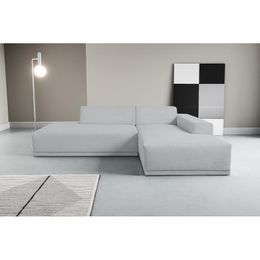 WERK2 Ecksofa &raquo;Apollo 264 x 188 cm modern und bequem&laquo; Waffelcord, L-Form grau 100% Polyester B/H/T: 264cm x 70cm x 188cm, Waffelcord, Ottomane rechts