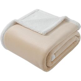 OTTO home Wohndecke &raquo;Sennu&laquo; 420g/m&sup2;, flauschige, Wohndecke mit Teddyoptik, Tagesdecke beige Polyester B/L: 130cm x 180cm
