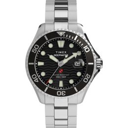 Timex Herren Quarzuhr &raquo;DEEP WATER MERIDIAN&laquo; Armbanduhr, Herrenuhr, Edelstahlarmband, Datum, Leuchtzeiger silber Einheitsgr&ouml;&szlig;e