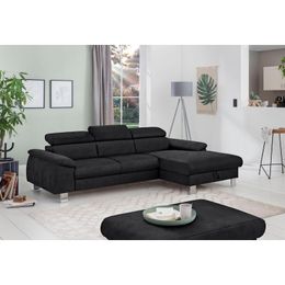 COTTA Ecksofa &raquo;Komaris L-Form, B: 244 cm&laquo; mit Kopfteilverstellung, optional Schlaffunktion, Bettkasten & Licht Microfaser PRIMABELLE (100% Polyester);