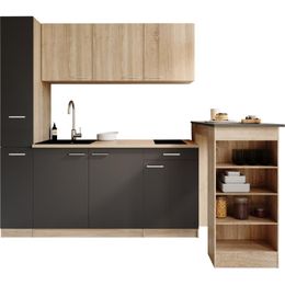 respekta K&uuml;chenzeile &raquo;Ingrid, inkl. Tresentisch&laquo; zerlegt, wahlweise mit K&uuml;hlschrank, Soft-Close-Funktion, Breite 180 cm B/H/T: 180cm x 200cm x 60cm, 