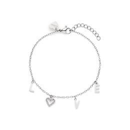 s.Oliver Damen s.Oliver Armband &raquo;Love&laquo; mit Zirkonia (synth.) 21cm, Edelstahl