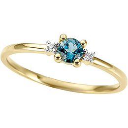 Firetti Damen Fingerring &raquo;Schmuck Geschenk Gold 333 Damenring Goldring Edelstein Solit&auml;r&laquo; mit London Blue Topas - mit Diamanten bunt 18, 0,02 P2 = 
