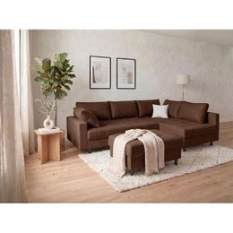 Collection AB Ecksofa &raquo;Toni XL L-Form 274 cm&laquo; Set: Sofa & Hocker, 2 Zierkissen, Bonell-Federkern braun 100%Polyester B/H/T: 274cm x 44cm x 184cm, 