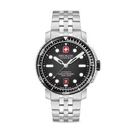 SWISS MILITARY HANOWA Herren Automatikuhr &raquo;Maitre Plongeur 5&laquo; Armbanduhr, Herrenuhr, Swiss Made, Mechanische Uhr, Edelstahlarmband silber 