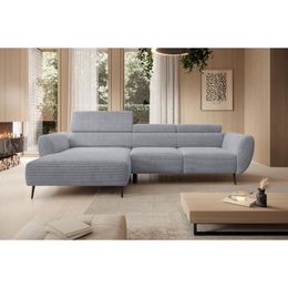 WERK2 Ecksofa &raquo;Alisson 277 x 174 cm modern und bequem&laquo; Cord, L-Form, XXL, elektrische Sitztiefenverstellung, Schlaffunktion 90% Polyester, 10% Nylon B