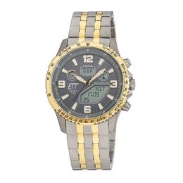 ETT Herren ETT Funkchronograph &raquo;Professional World Timer&laquo; Armbanduhr, Solar, Herrenuhr, analog, digital, automatischer Kalender gold Einheitsgr&ouml;&szlig;e