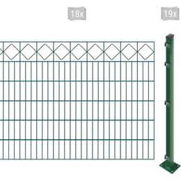 Arvotec Doppelstabmattenzaun &raquo;EASY 120 zum Aufschrauben "Karo" mit Zierleiste&laquo; Zaunh&ouml;he 120 cm, Zaunl&auml;nge 2 - 60 m gr&uuml;n Kunststoff, Stahl H/L: 120cm x 36m, 