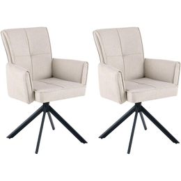 OTTO home Esszimmerstuhl &raquo;Viola&laquo; (Set) 2 Stk.gem&uuml;tlicher Armlehnstuhl mit Federkern, 360&deg; drehbar, viele Varianten beige Metall, Polyester, 