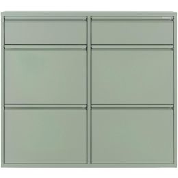 SPINDER DESIGN Schuhschrank &raquo;Billi Schuhklapper&laquo; Metall, Breite 98 cm, H&ouml;he 86 cm, 6 Klappen gr&uuml;n Metall B/H/T: 98cm x 86cm x 15cm, T&uuml;ren: 6 Stk.