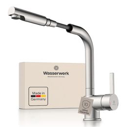 WASSERWERK Sp&uuml;ltischarmatur &raquo;WK 4, Wasserhahn, K&uuml;che, Einhebelmischer&laquo; 360&deg; schwenkbar, Cold-Start-Funkt., herausziehbar silber B/H/T: 5,7cm x 29,8cm 