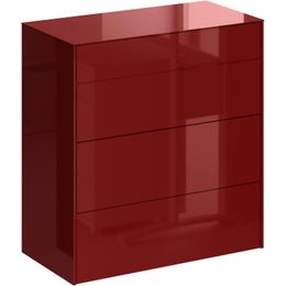 M&auml;usbacher Kommode Kommode BHT 82/89/42 cm, Push to open, Front+Oberplatte=Glas rot B/H/T: 82cm x 89cm x 42cm, 3 Stk.