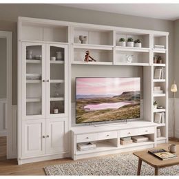 OTTO home Wohnwand &raquo;Soeren, 1 TV-Lowboard, 1 Wandregal, 1 B&uuml;cherregal, 1 Vitrine&laquo; Set, 4 Stk. tlg. Massivholz B/H/T: 278cmcm x 220cmcm x 45cmcm