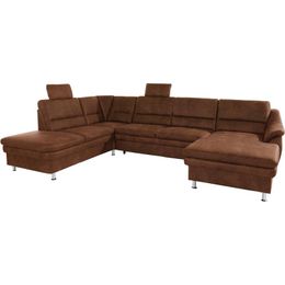 Sit & More sit&more Wohnlandschaft &raquo;Cardoso U-Form&laquo; mit Federkern und Kopfst&uuml;tzen, mit Schlaffunktion und Relaxfunktion braun Luxus-Microfaser 1 (100% Polyester)