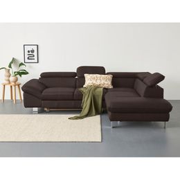 COTTA Ecksofa &raquo;Driver L-Form, B: 265cm, moderne Couch, Wellenunterfederung, inkl. 3 x&laquo; Kopfteilverstellung, optional Schlaffunktion & Bettkasten braun