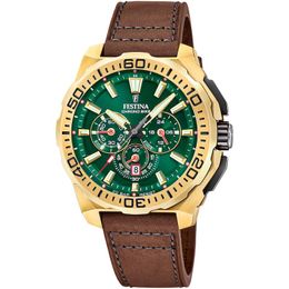 Festina Herren Chronograph &raquo;Chrono Bike 2025&laquo; Quarzuhr, Armbanduhr, Herrenuhr, Lederarmband, analog, Tag braun Einheitsgr&ouml;&szlig;e
