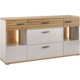 set one by Musterring Sideboard &raquo;Quincy&laquo; 1 Stk. tlg. Mit Glasausschnitt und LED, in Anthrazit/Lichtgrau erh&auml;ltlich, 160 cm wei&szlig; B/H/T: 160cm x 82cm x 