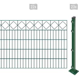 Arvotec Doppelstabmattenzaun &raquo;EASY 100 zum Aufschrauben "Karo" mit Zierleiste&laquo; Zaunh&ouml;he 100 cm, Zaunl&auml;nge 2 - 60 m gr&uuml;n Kunststoff, Stahl H/L: 100cm x 44m, 