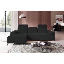 WERK2 Ecksofa &raquo;Focus-S 277 x 177 cm modern und bequem&laquo; Webstoff, L-Form, XXL, elektrische Sitztiefenverstellung schwarz 100% Polyester B/H/T: 277cm x 