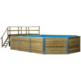 Weka Rechteckpool &raquo;MALI 5 mit Technikraum&laquo; BxLxH: 376x850x116 cm &Oslash;/B/H/L: Breite 376cm x H&ouml;he 116cm x L&auml;nge 850cm, 25.600 l