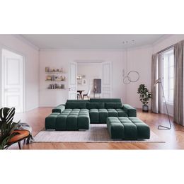 COTTA Ecksofa &raquo;Orion L-Form, B: 307 cm, moderne Steppung, bequeme Wellenunterfederung&laquo; 2x Kopfteilverstellung & 3 Nierenkissen 100% Polyester B/H/T: 