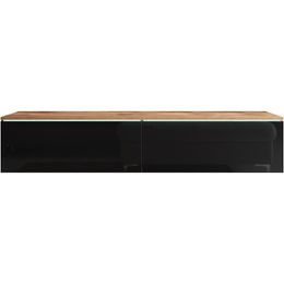 Home Affaire Lowboard &raquo;LOWBOARD D, wahlweise mit oder ohne Beleuchtung&laquo; modernes TV-Board ohne Griffe, mit viel Stauraum,stehend und h&auml;ngend schwarz B