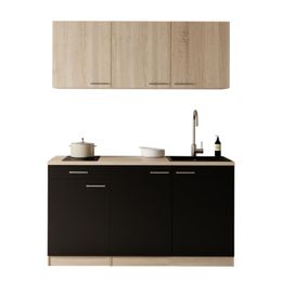 respekta Pantryk&uuml;che &raquo;Ingrid&laquo; zerlegt, wahlweise mit K&uuml;hlschrank, Soft-Close-Funktion, Breite 150 cm schwarz B/H/T: 150cm x 200cm x 60cm, ohne 