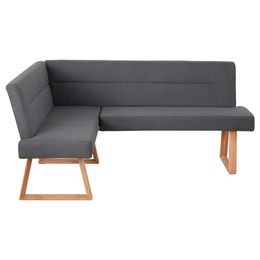 OTTO home Eckbank &raquo;Mellio&laquo; Beine aus massiver Eiche, pflegeleichtem Webstoff Bezug, Breite 190 cm grau Stoff B/H/T: 190cm x 82cm x 150cm, Struktur 