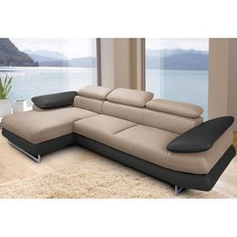 COTTA Ecksofa &raquo;Solution L-Form, B:286cm,modern mit Relaxarmlehne, Wellenunterfederung&laquo; mit Arm- & Kopfteilverstellung, wahlweise mit Schlaffunktion 