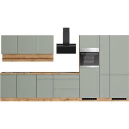KOCHSTATION K&uuml;chenzeile &raquo;KS-Virginia,neu in verbesserter Ausf&uuml;hrung&laquo; Arbeitsplatte 38 mm stark, Stauraum, Softclose, Breite 390 cm, Soft-Close, ohne E