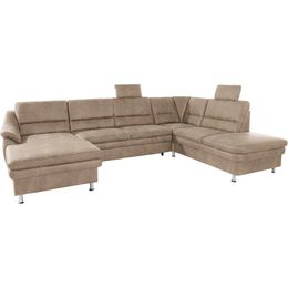 Sit & More sit&more Wohnlandschaft &raquo;Cardoso U-Form&laquo; mit Federkern und Kopfst&uuml;tzen, mit Schlaffunktion und Relaxfunktion beige Luxus-Microfaser 1 (100% Polyester)