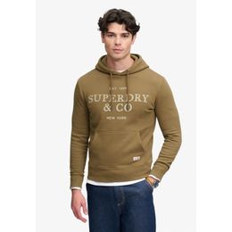 SUPERDRY Herren Kapuzensweatshirt "1954 COMPANY RELAXED HOOD"country braun, Gr. L, bedruckt, angeraute Sweatware, Obermaterial: 80% Baumwolle, 20%